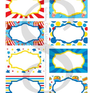 Circus Food Labels - Instantly Downloadable and Editable File ...
