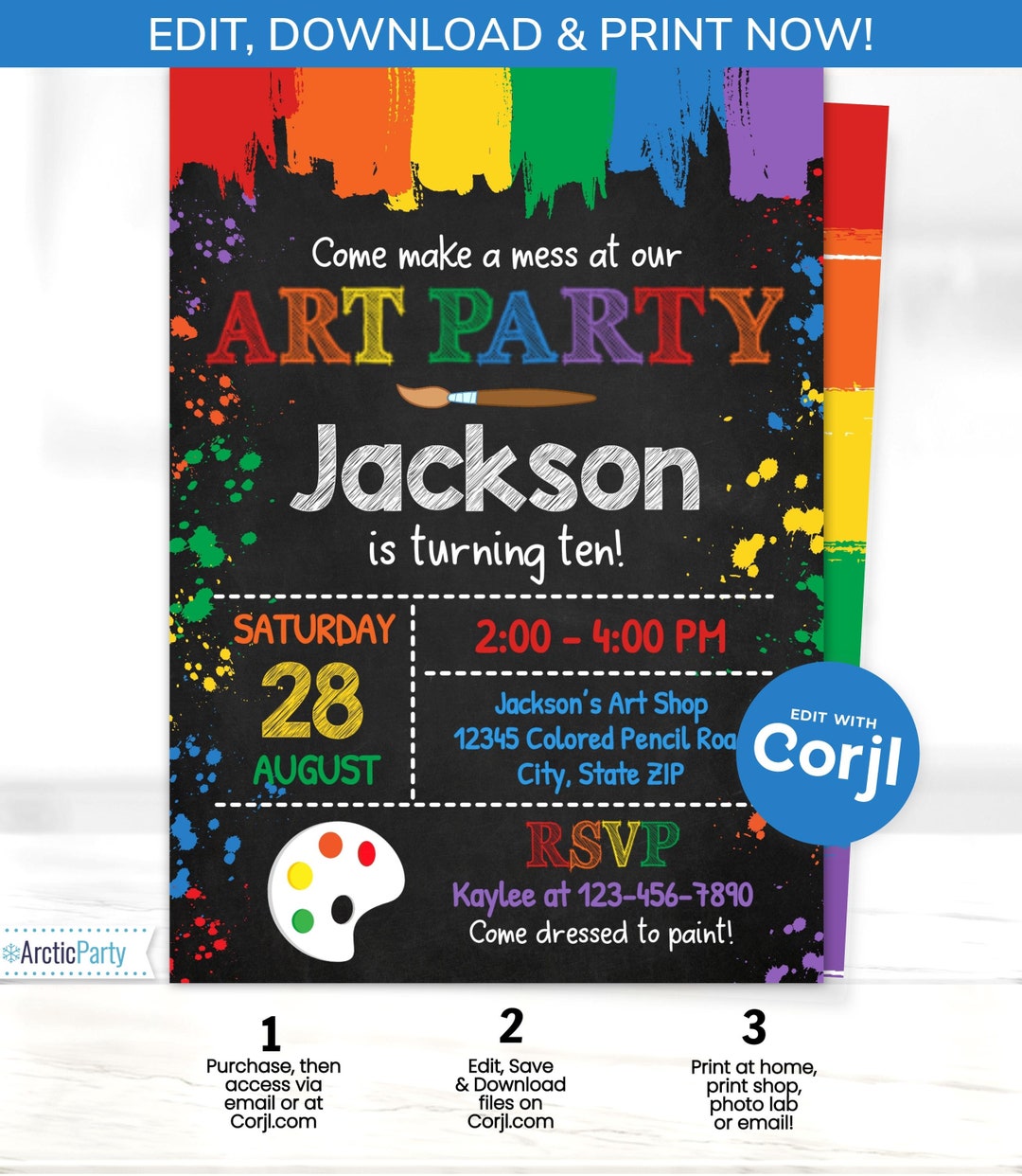 Art Party Invitation - Art Invitation - Art Birthday Party - Painting ...