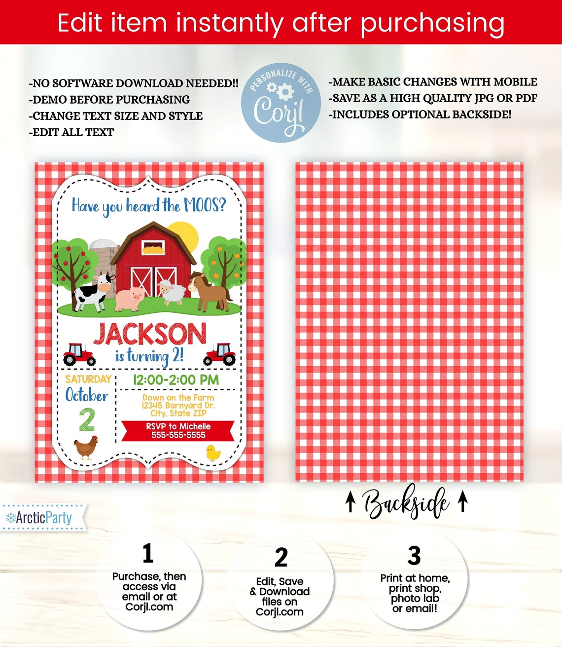 Farm Party Invitation Farm Themed Birthday Invitation - Etsy