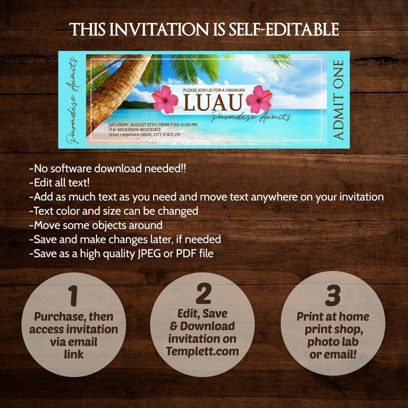 Luau Invitation Luau Party Invitation Beach Wedding - Etsy