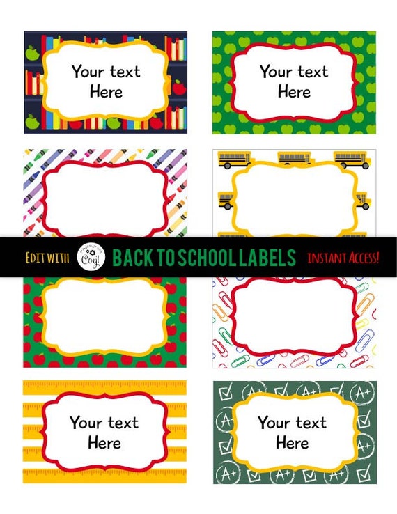 Diy Customizable Back To School Labels School Labels Easy DIY Back To