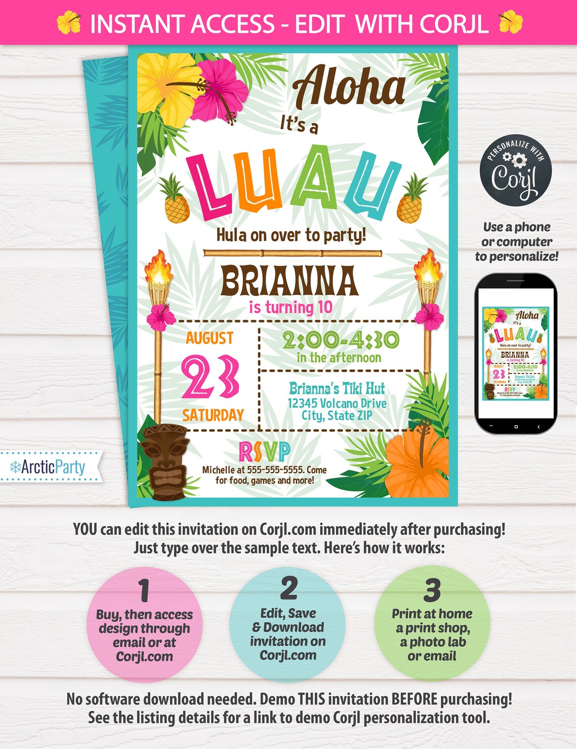 Luau Invitation Luau Birthday Invitations Luau Party - Etsy