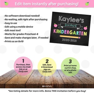 Pink First Day of School Sign Back to School Sign Template Girls First ...