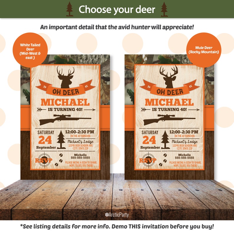 Hunting Party Invitations Hunting Birthday Party Invitation - Etsy