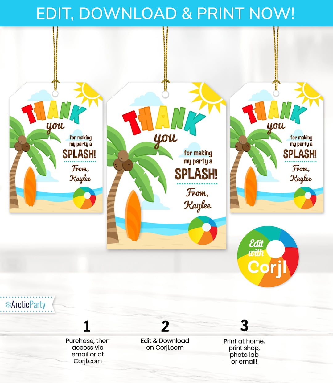 Beach Party Gift Tags – Printable Beach Tags – Beach Favor Tags ...