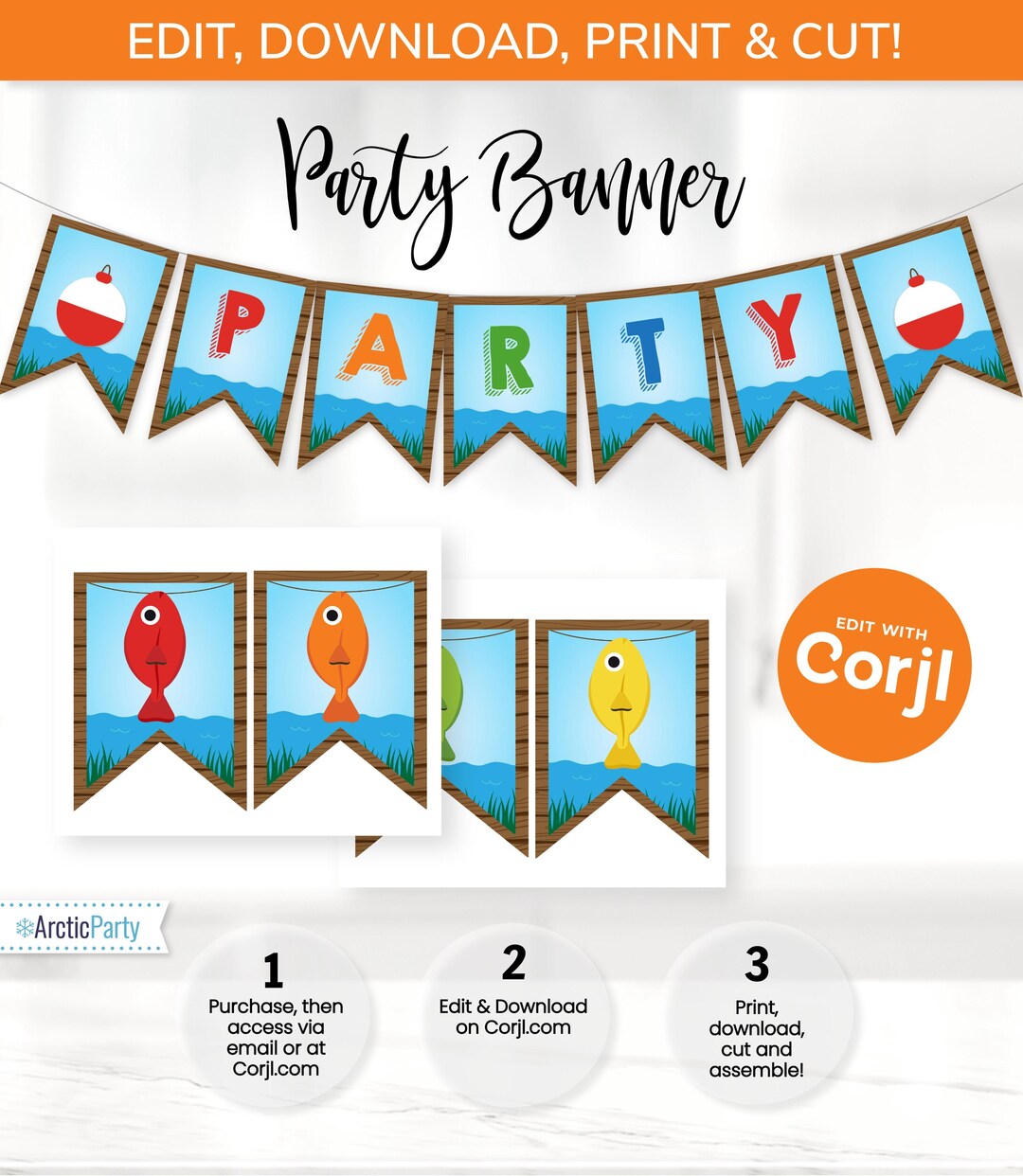 Fishing Banner - Printable Fishing Sign - Fishing Flags - Fishing Party ...