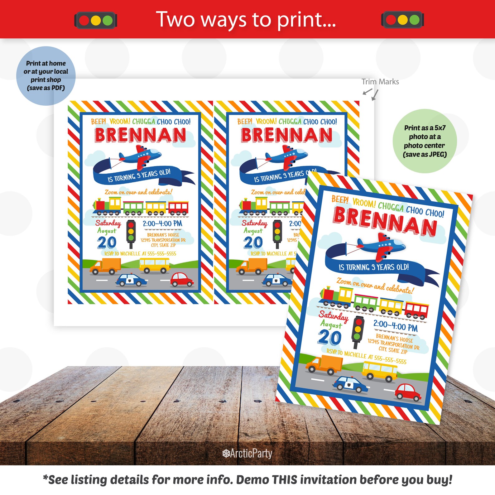 Transportation Invitation - Train Party Supplies - Transportation ...