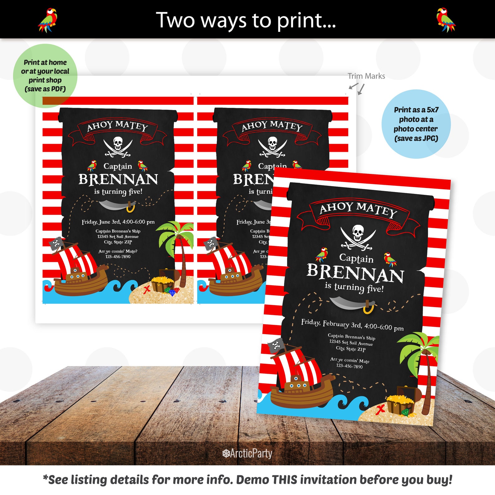 Pirate Invitation Pirate Party Invitations Pirate Birthday | Etsy