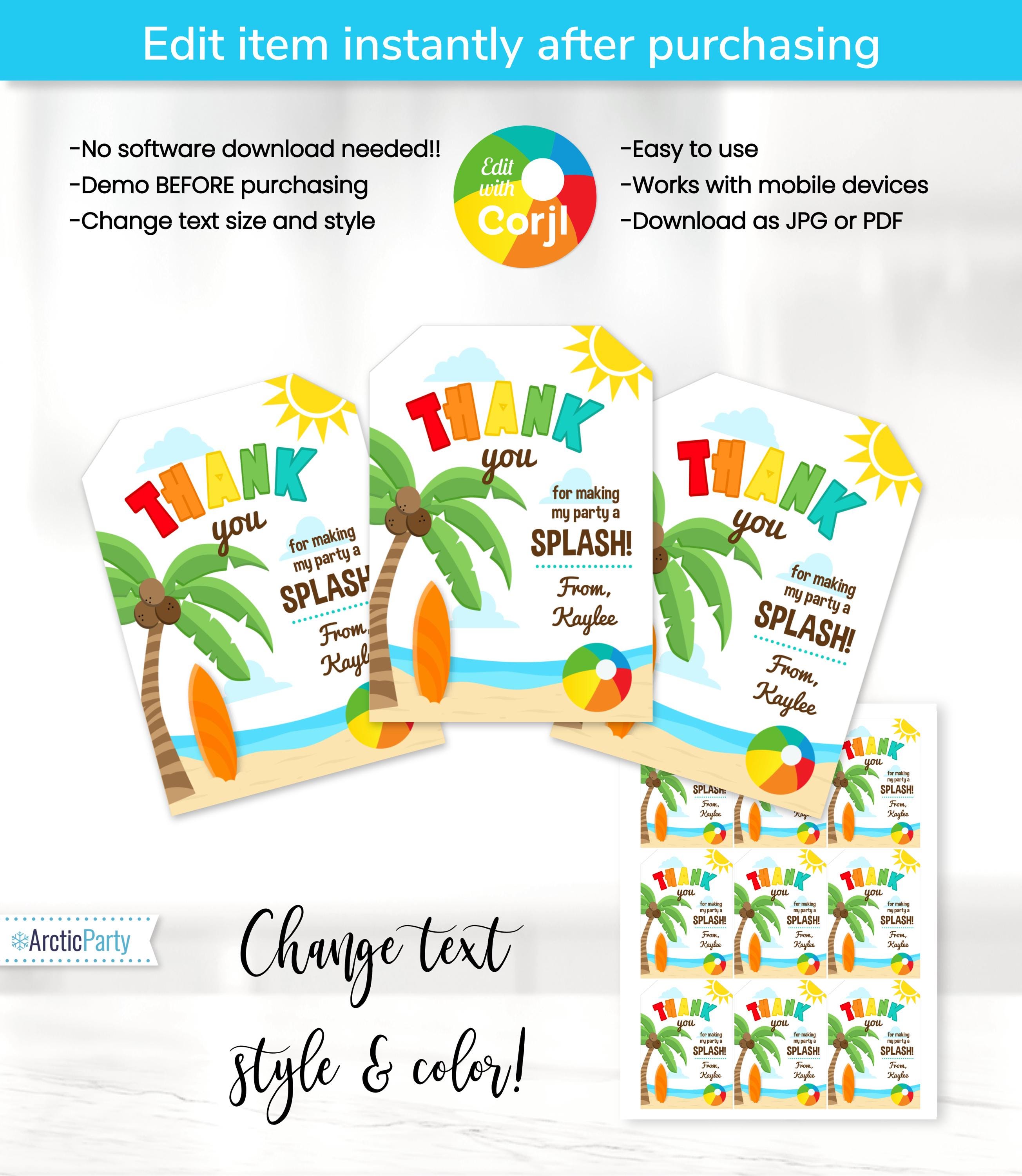 Beach Party Gift Tags – Printable Beach Tags – Beach Favor Tags ...