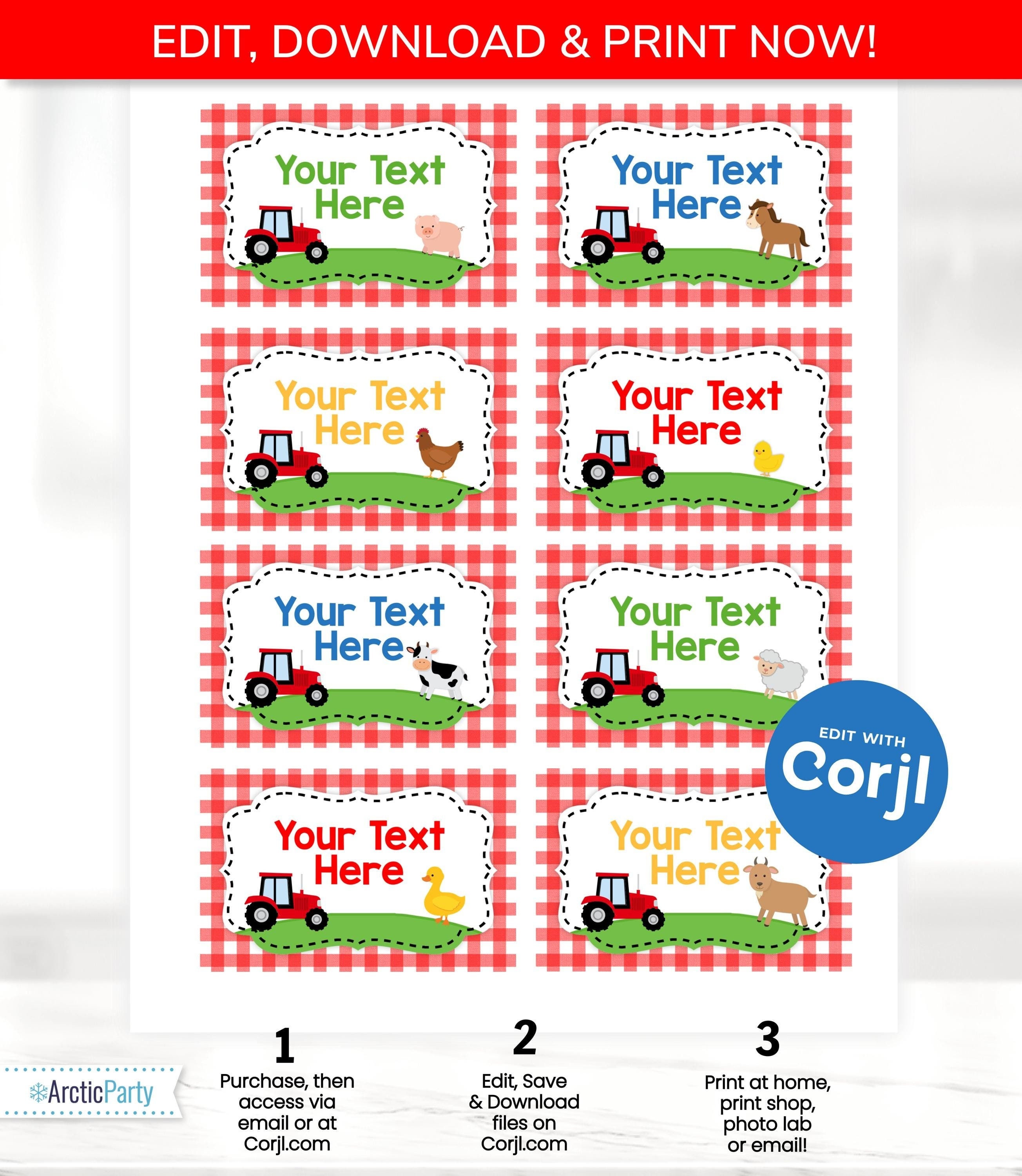 Farm Labels - Farm Food Labels - Farm Tags - Farm Theme Place Cards ...