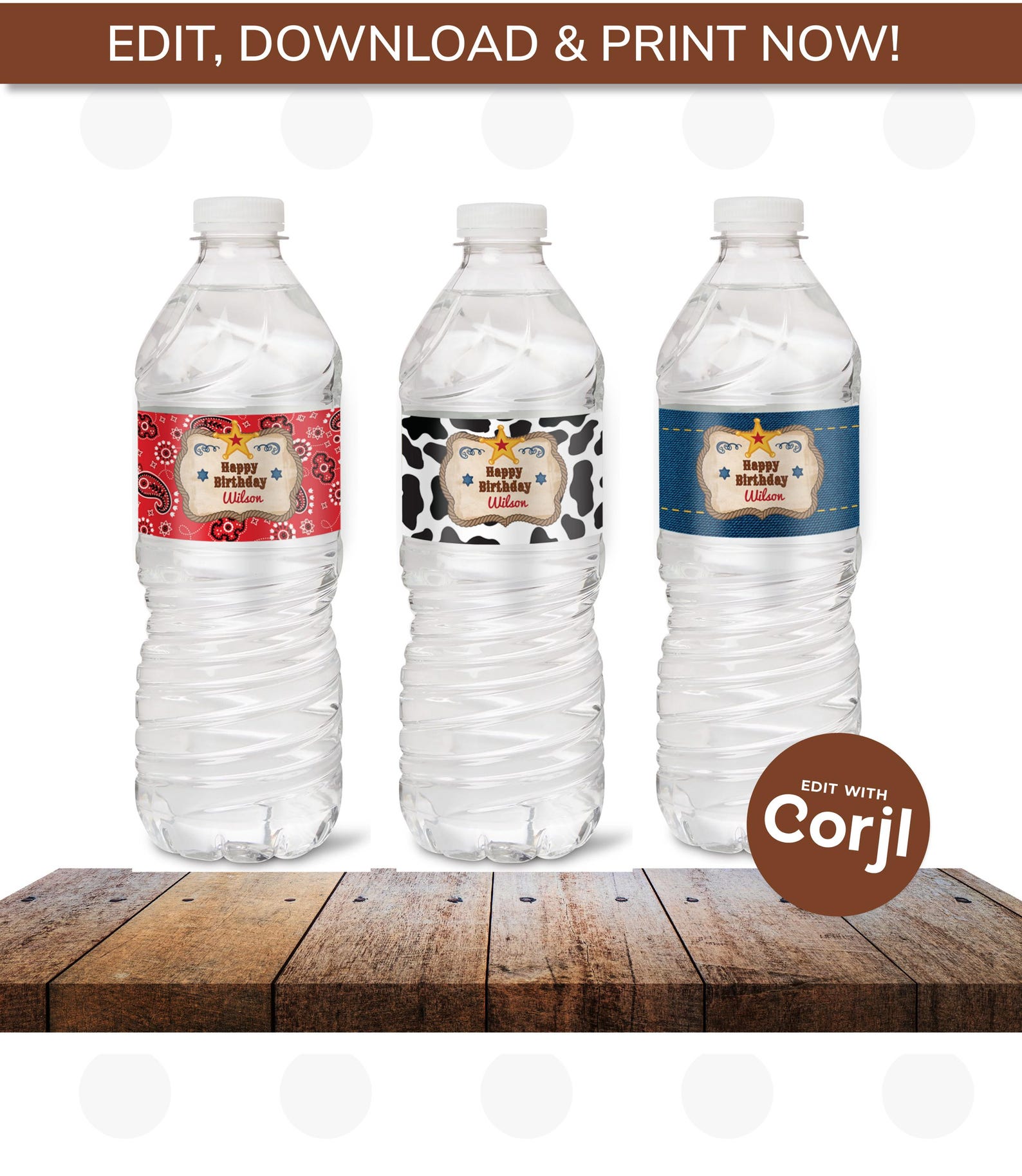 Western Water Bottle Wrappers, Western Water Bottle Labels, Cowboy ...