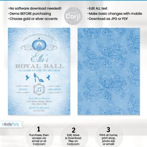 Cinderella Invitations, Cinderella Birthday Invitations, Cinderella ...