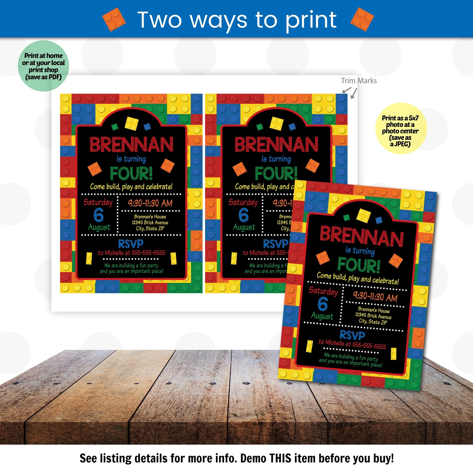 Building Bricks Invitation Building Blocks Birthday | Etsy