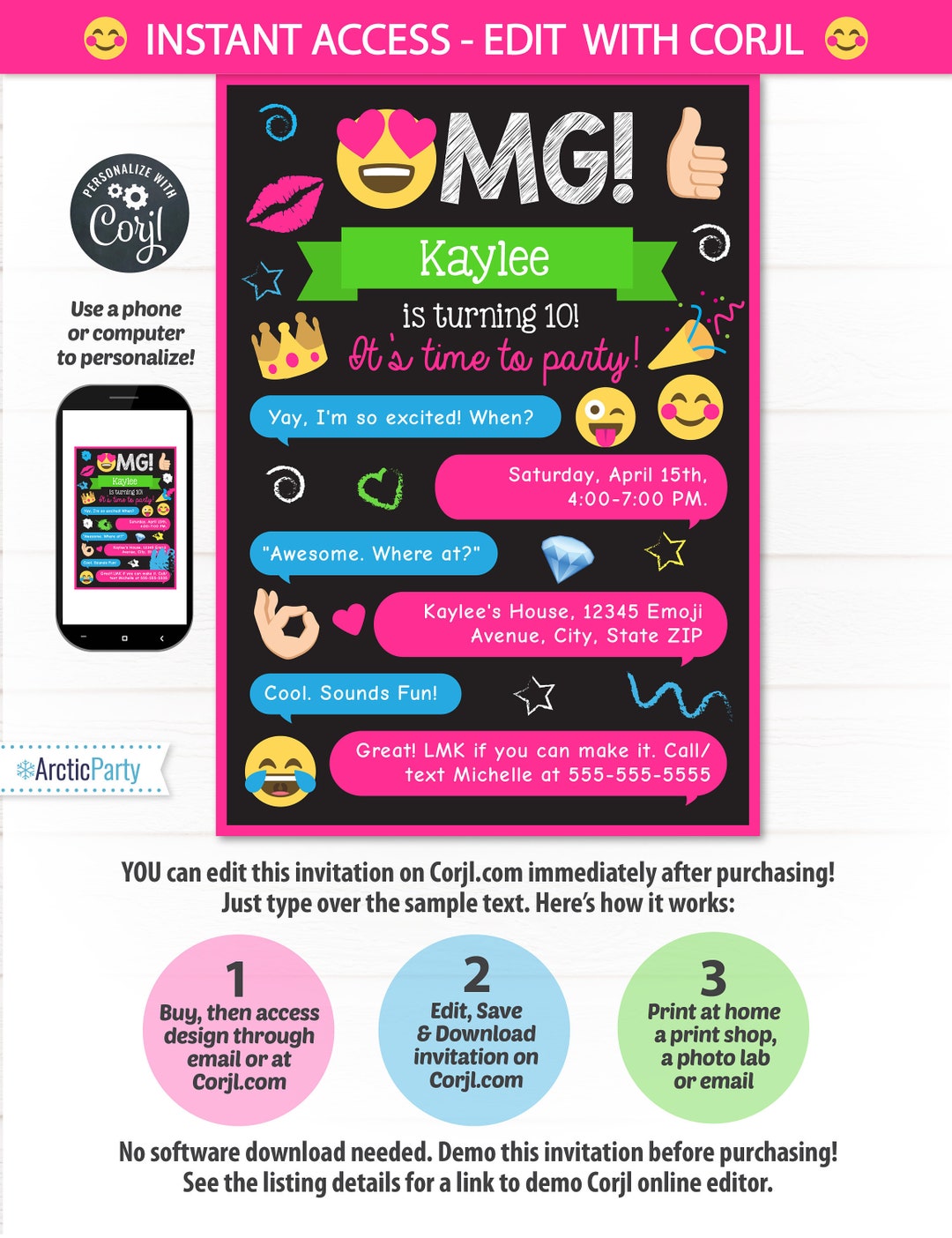 Emoji Invitations Emoji Party Invitations Emoji Birthday Invitation ...