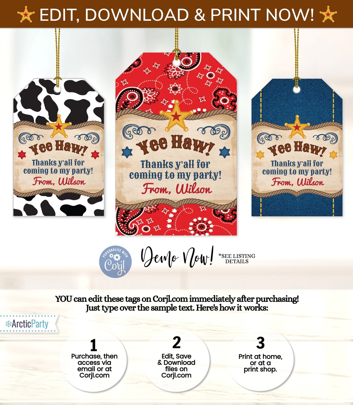 Western Favor Tags Western Party Gift Tags Printable Western | Etsy