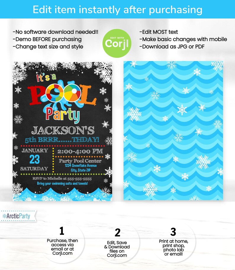 Pool Party Invitation Swimming Pool Birthday Party Winter Pool Party ...