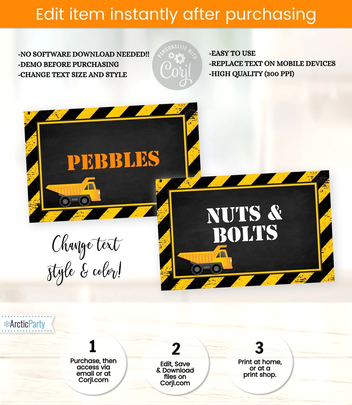 Construction Place Cards Printable Construction Tent Cards | Etsy