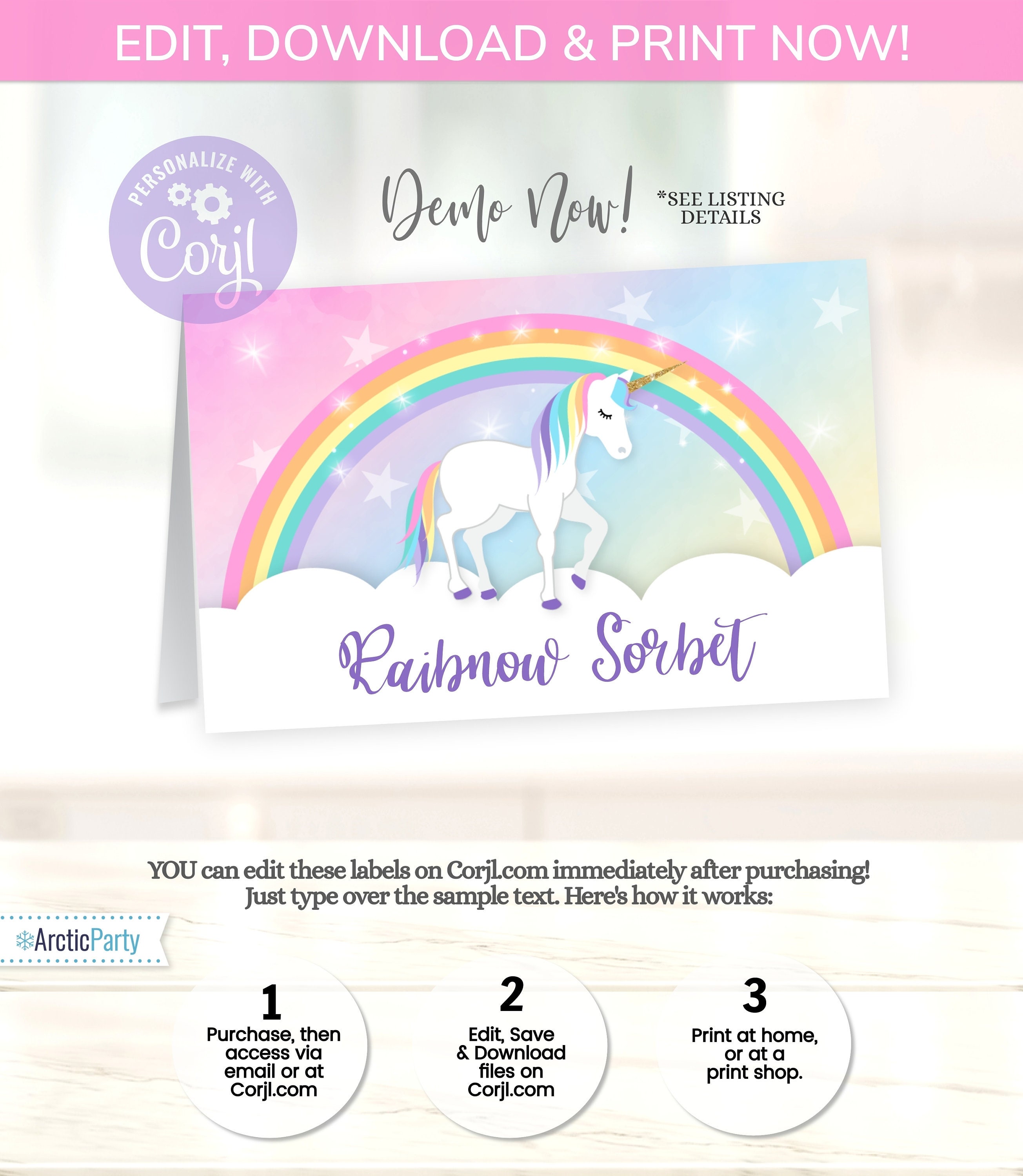 Unicorn Place Cards, Printable Unicorn Tent Cards - Unicorn Labels ...