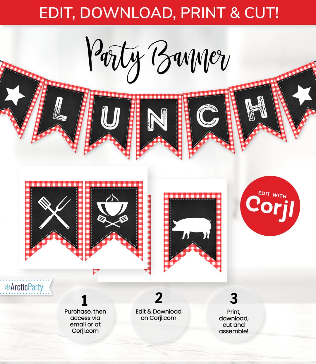 Chalkboard BBQ Banner - Printable BBQ Sign - Barbecue Flags - I Do BBQ ...