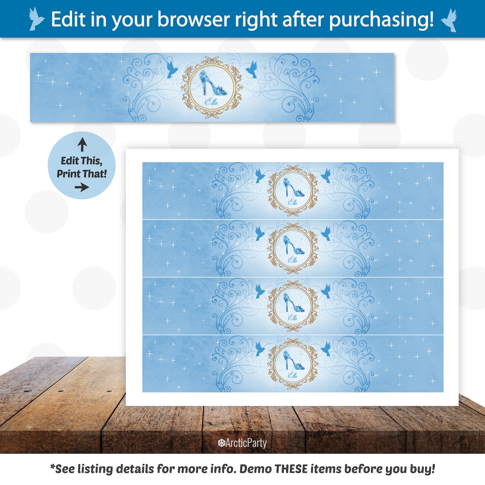 Cinderella Water Bottle Labels Cinderella Party Water Bottle | Etsy