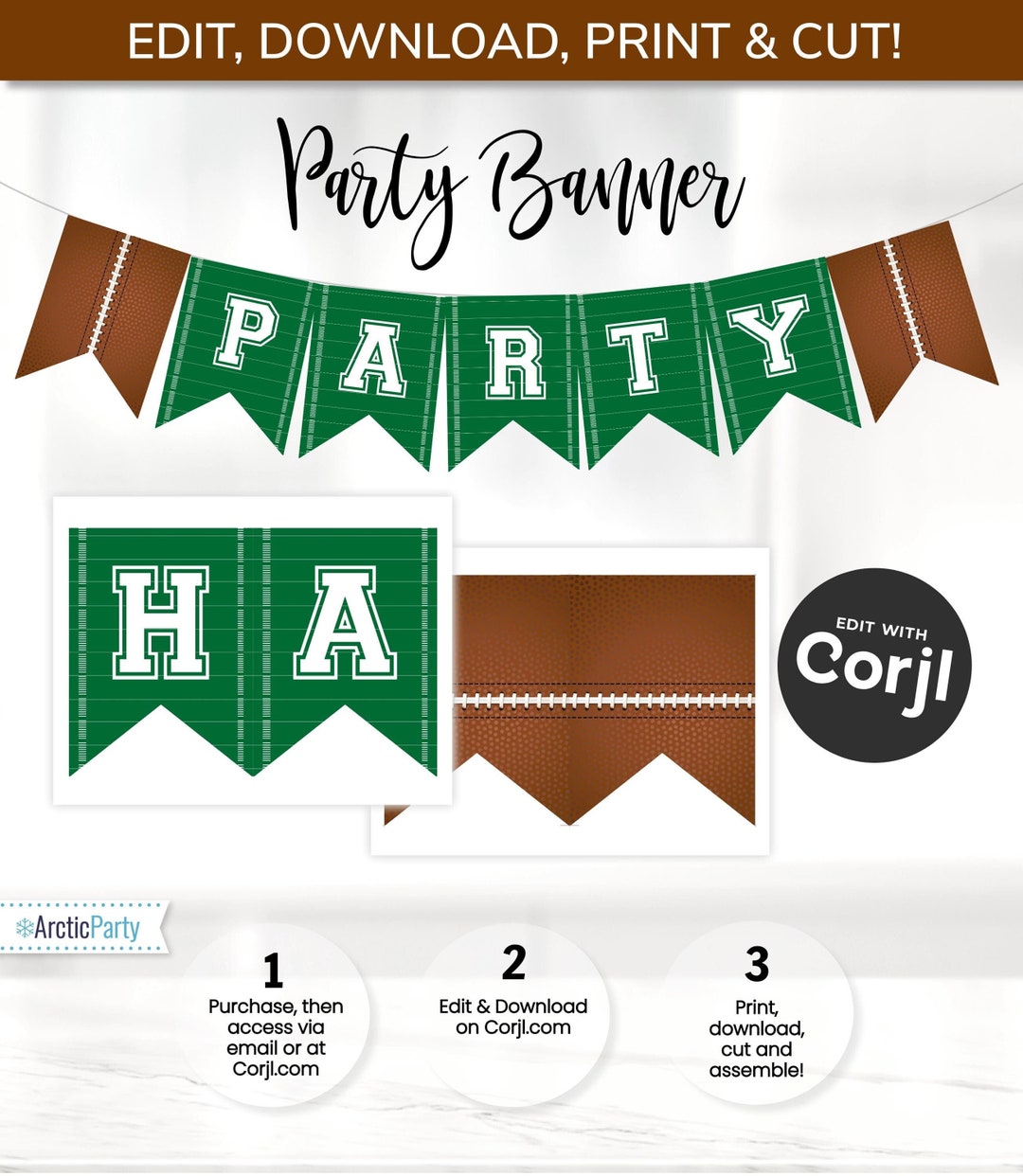 Football Party Banner - Printable Football Banner - Football Flags ...