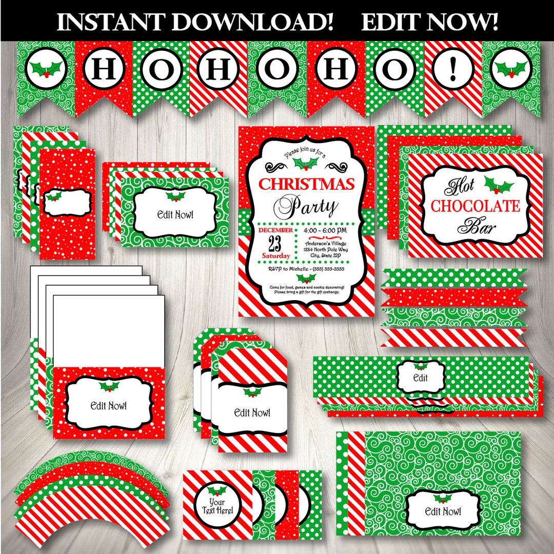 40% Off Christmas Party Labels Christmas Printables INSTANTLY ...