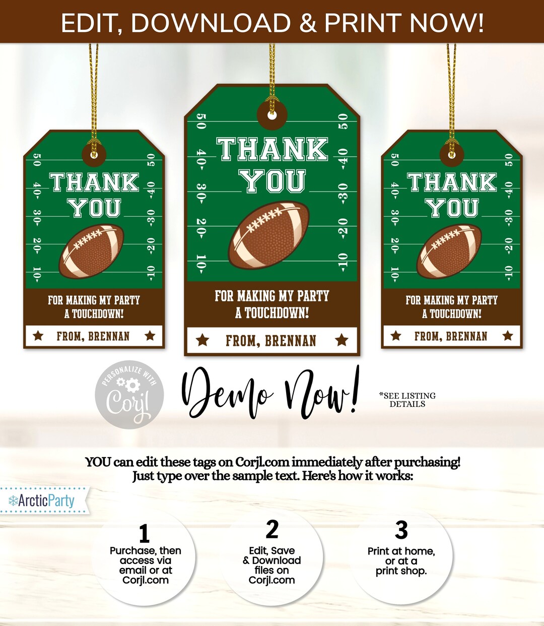 Football Favor Tags, Football Gift Tags, Printable Football Favor Tags ...