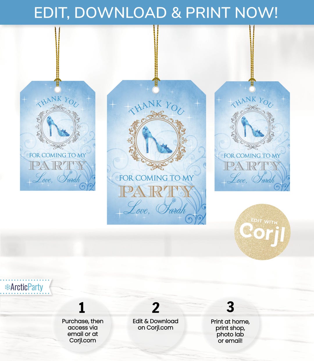 Cinderella Favor Tags, Cinderella Gift Tags, Printable Cinderella Favor ...