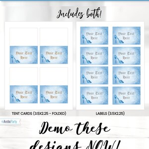 Cinderella Labels, Cinderella Food Labels, Cinderella Theme Place Cards ...