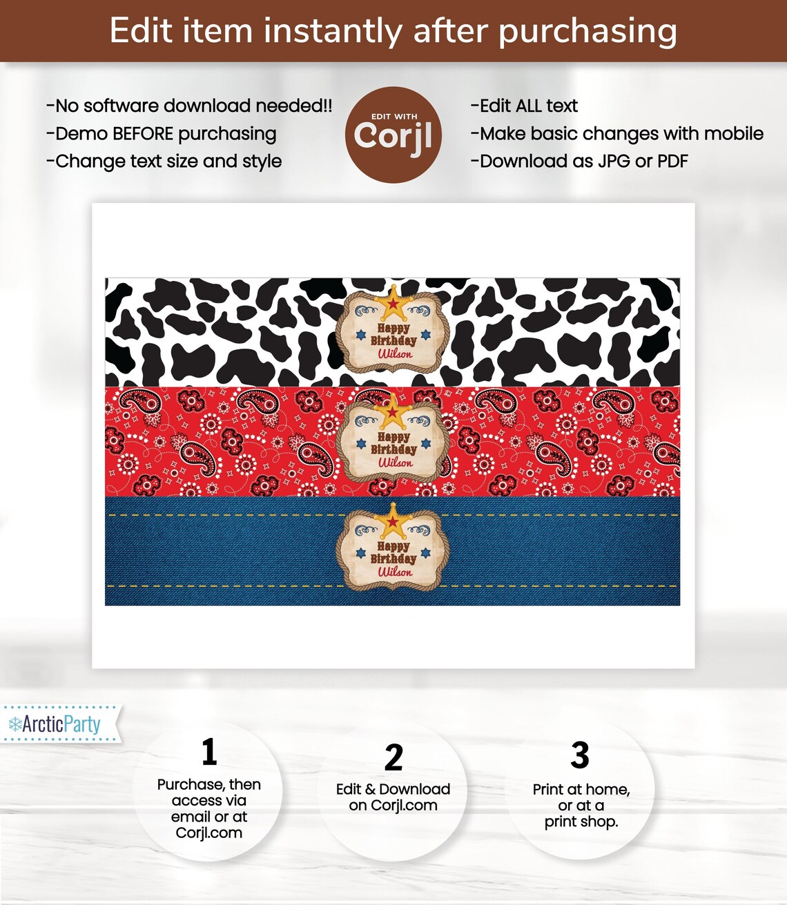 Western Water Bottle Wrappers, Western Water Bottle Labels, Cowboy ...