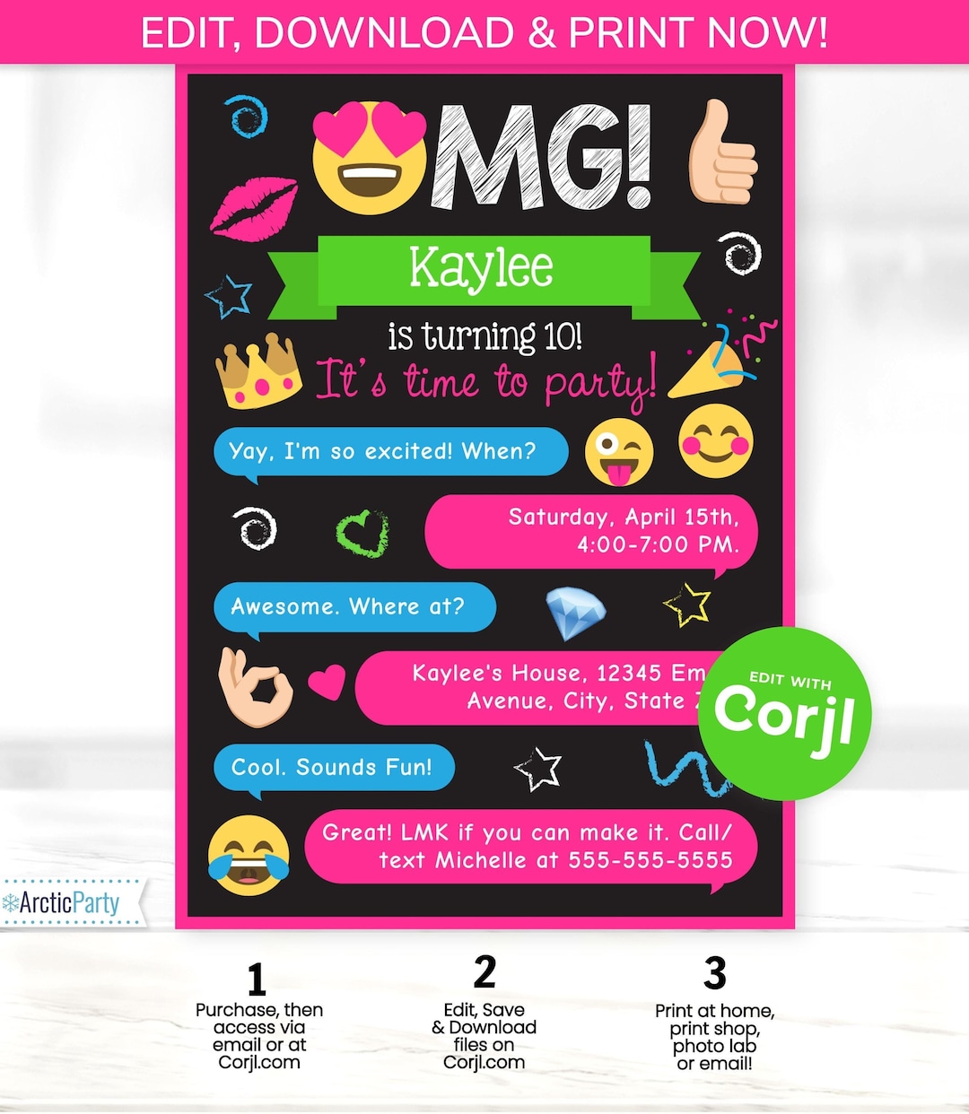 Emoji Invitations - Emoji Party Invitations - Emoji Birthday Invitation ...