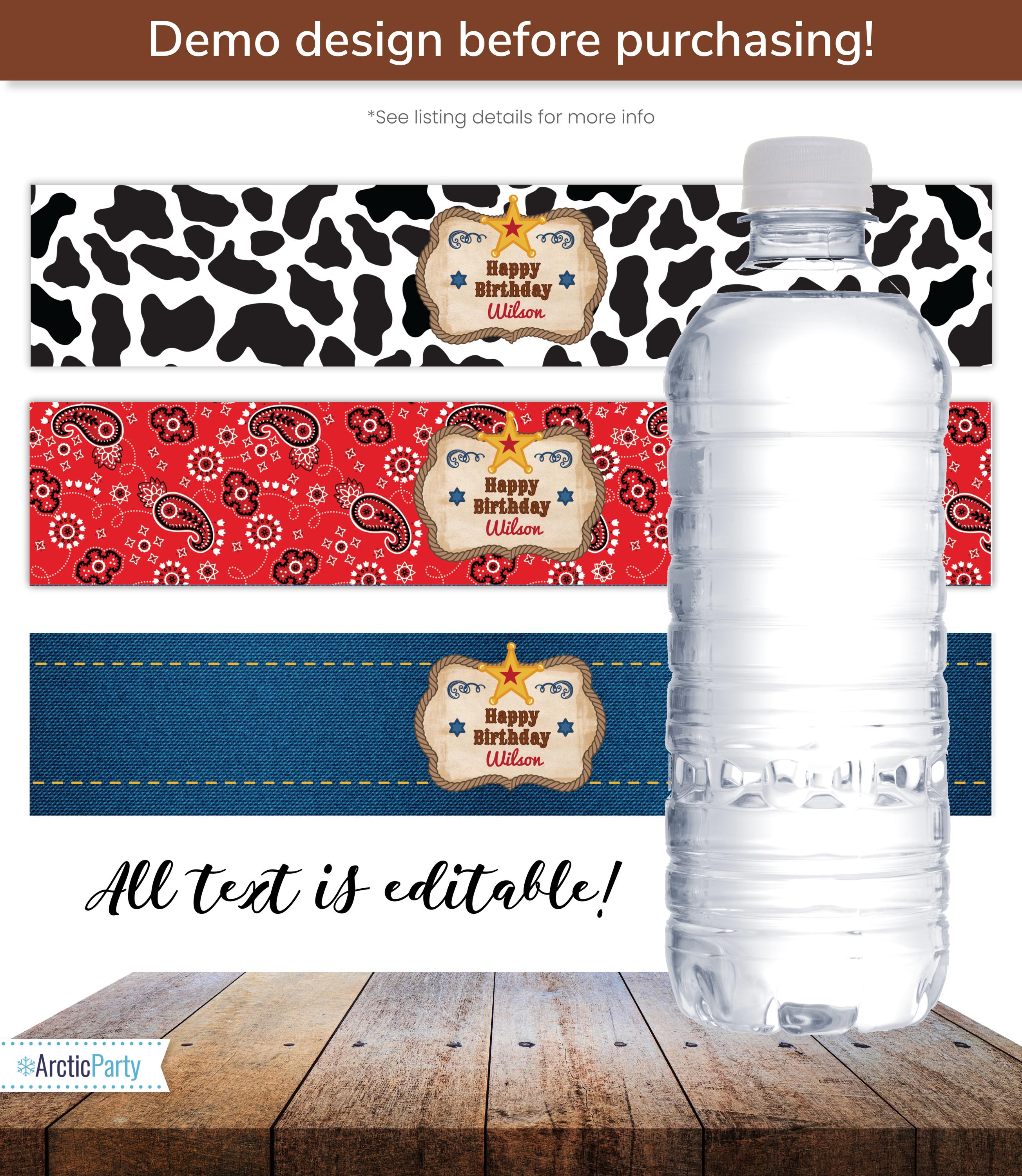 Western Water Bottle Wrappers, Western Water Bottle Labels, Cowboy ...