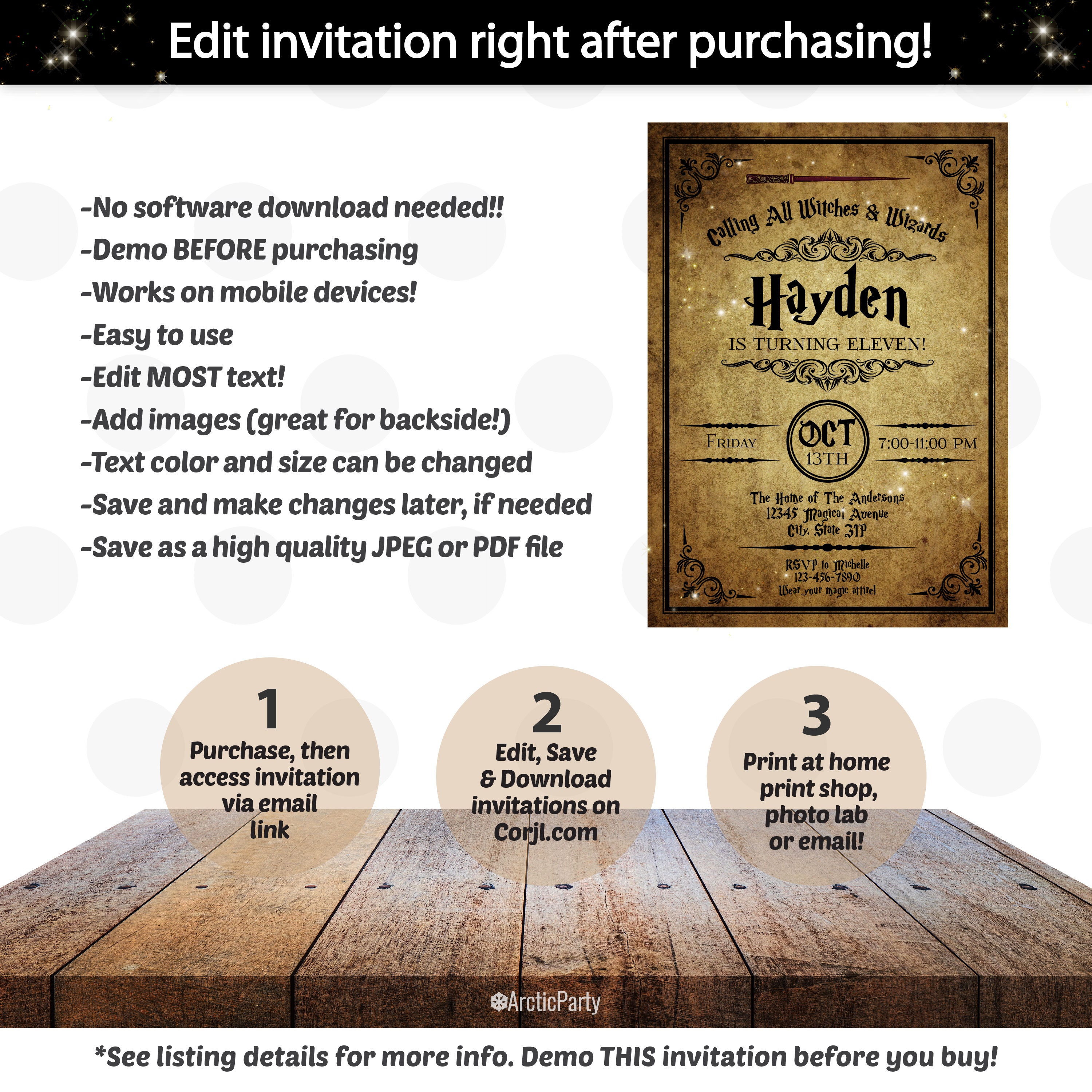 Wizard Party Invitation Wizard Birthday Party Wizard - Etsy