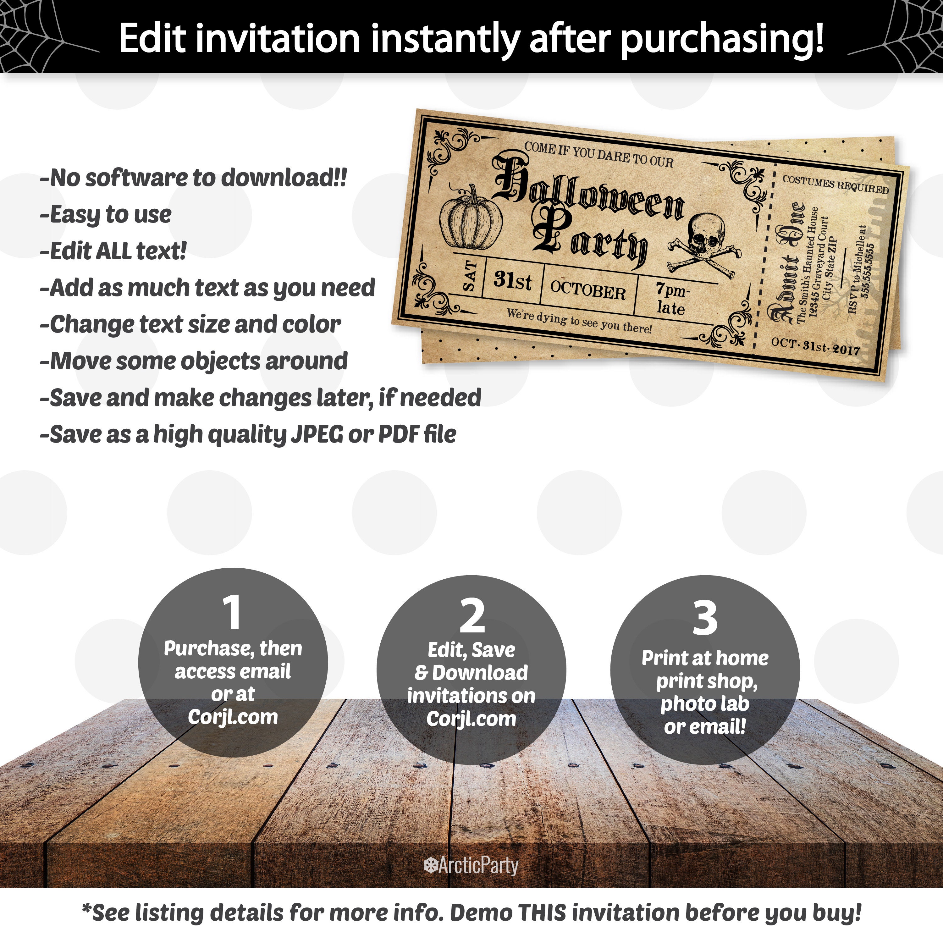 Halloween Invitations Halloween Ticket Invitations Halloween - Etsy Canada