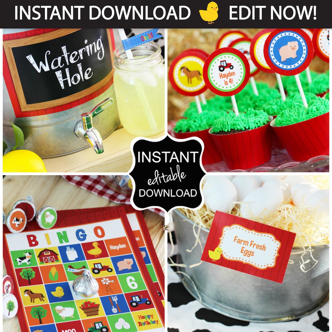 Farm Birthday Party, Farm Party, Barnyard Birthday, INSTANTLY ...