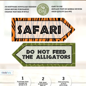 Safari Party Signs Jungle Party Signs Zoo Party Signs Animal Print ...