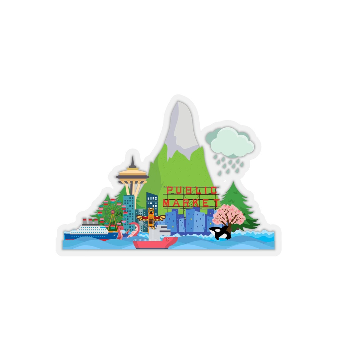 Seattle Waterfront Skyline Transparent Sticker - Etsy