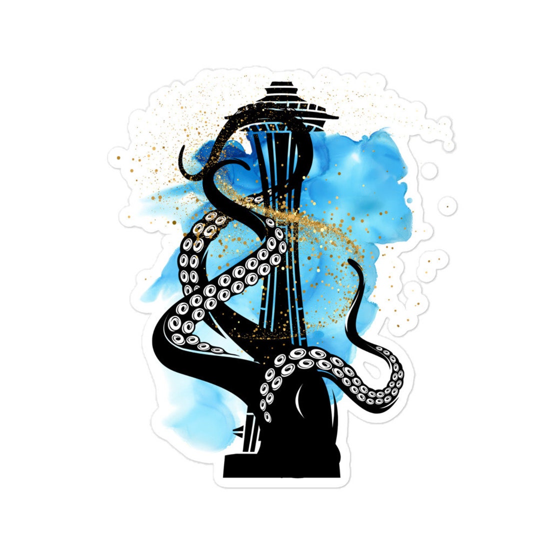 Seattle Kraken Space Needle Watercolor Sticker Decal - Etsy