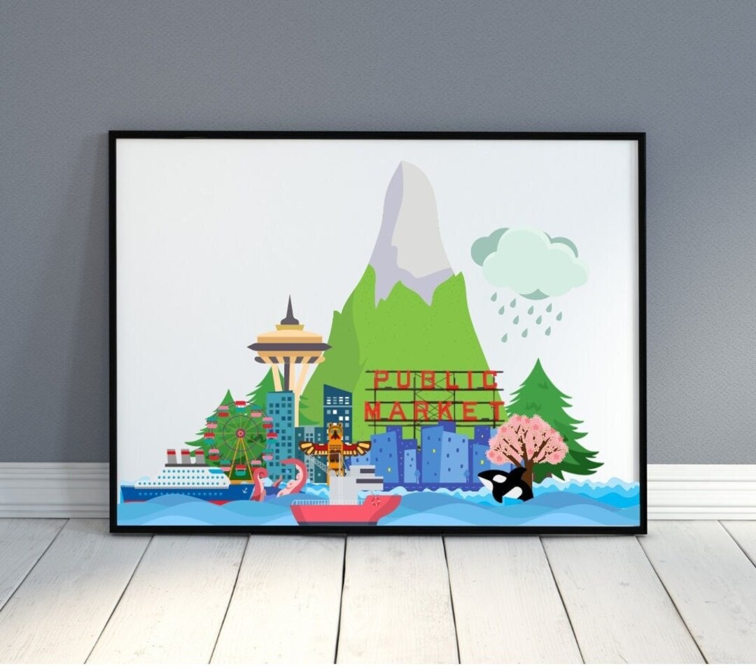 Seattle Waterfront Skyline OC Digital Download Printable Wall Art ...