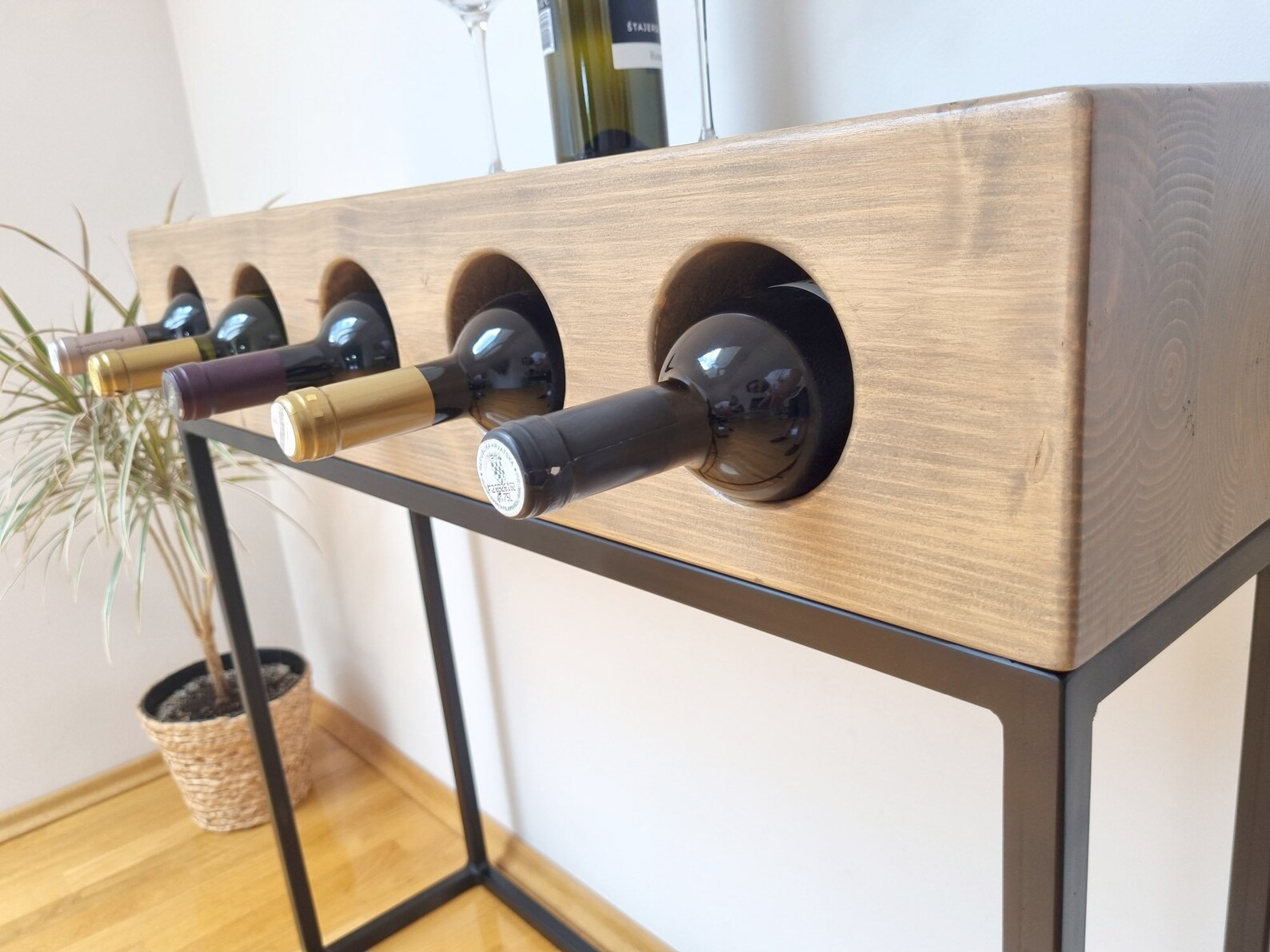 Console Wine Table / Wine Rack / Console Table / Rustic Table - Etsy