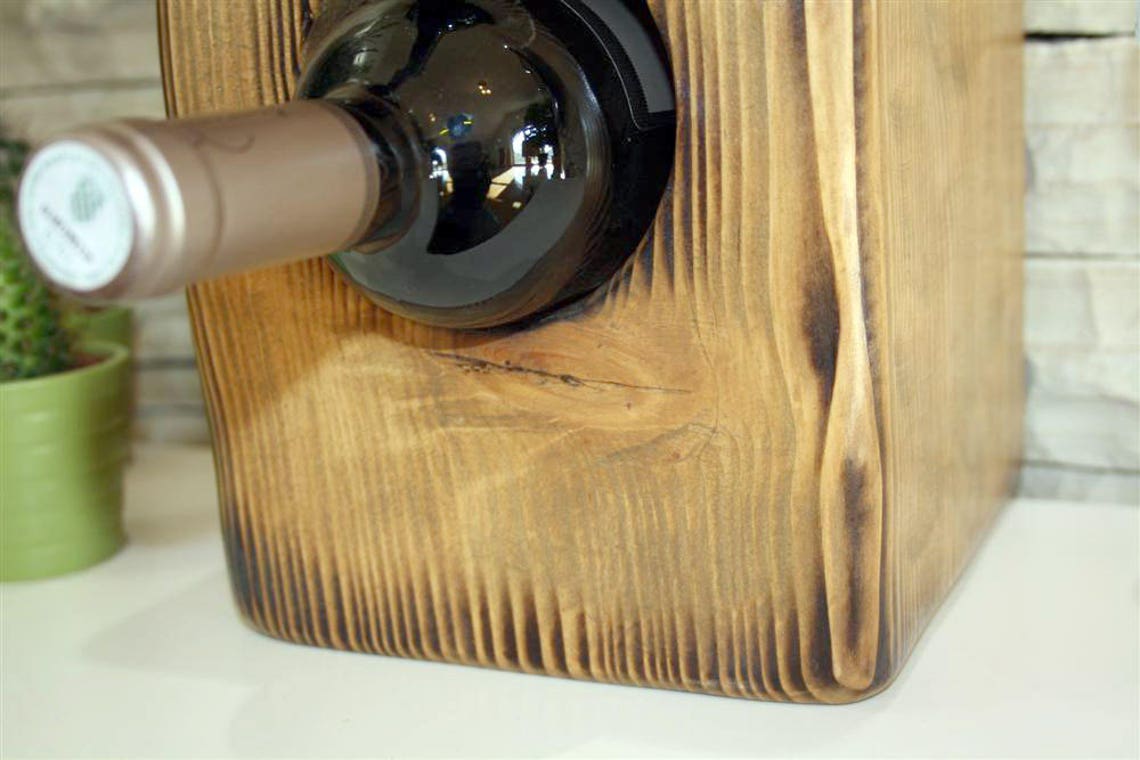 Wood wine rack for 2 bottles / rustic wine rack / bottle | Etsy