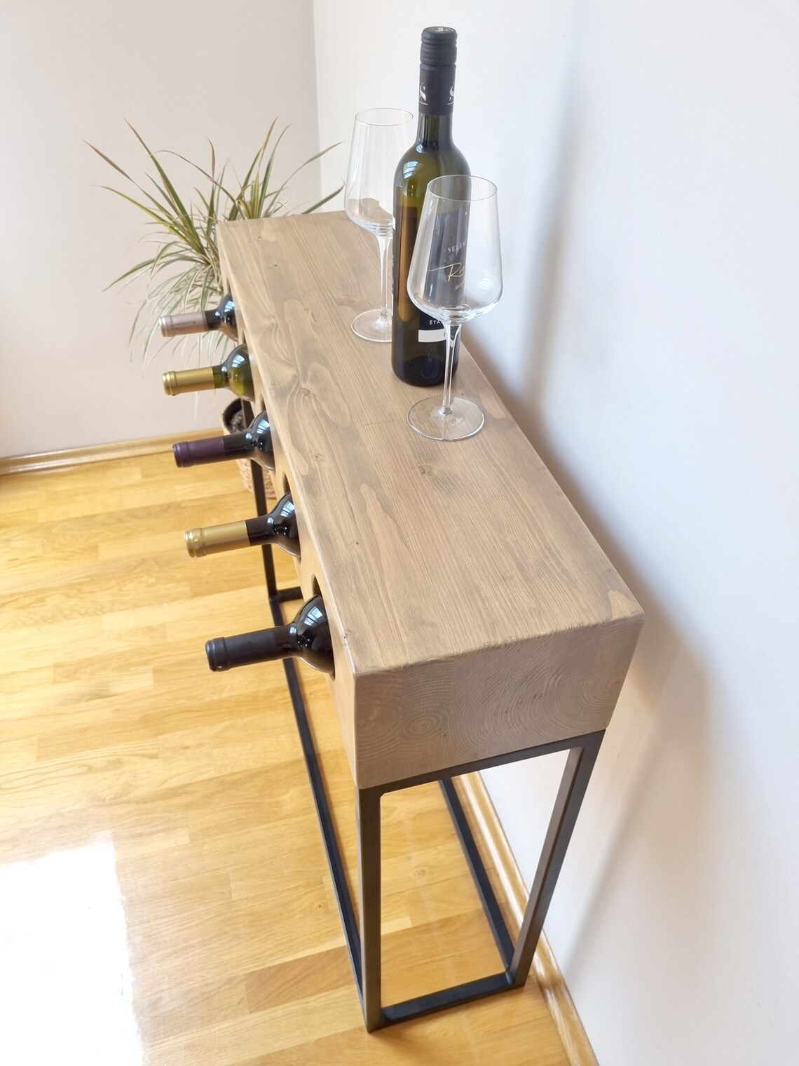 Console Wine Table / Wine Rack / Console Table / Rustic Table - Etsy