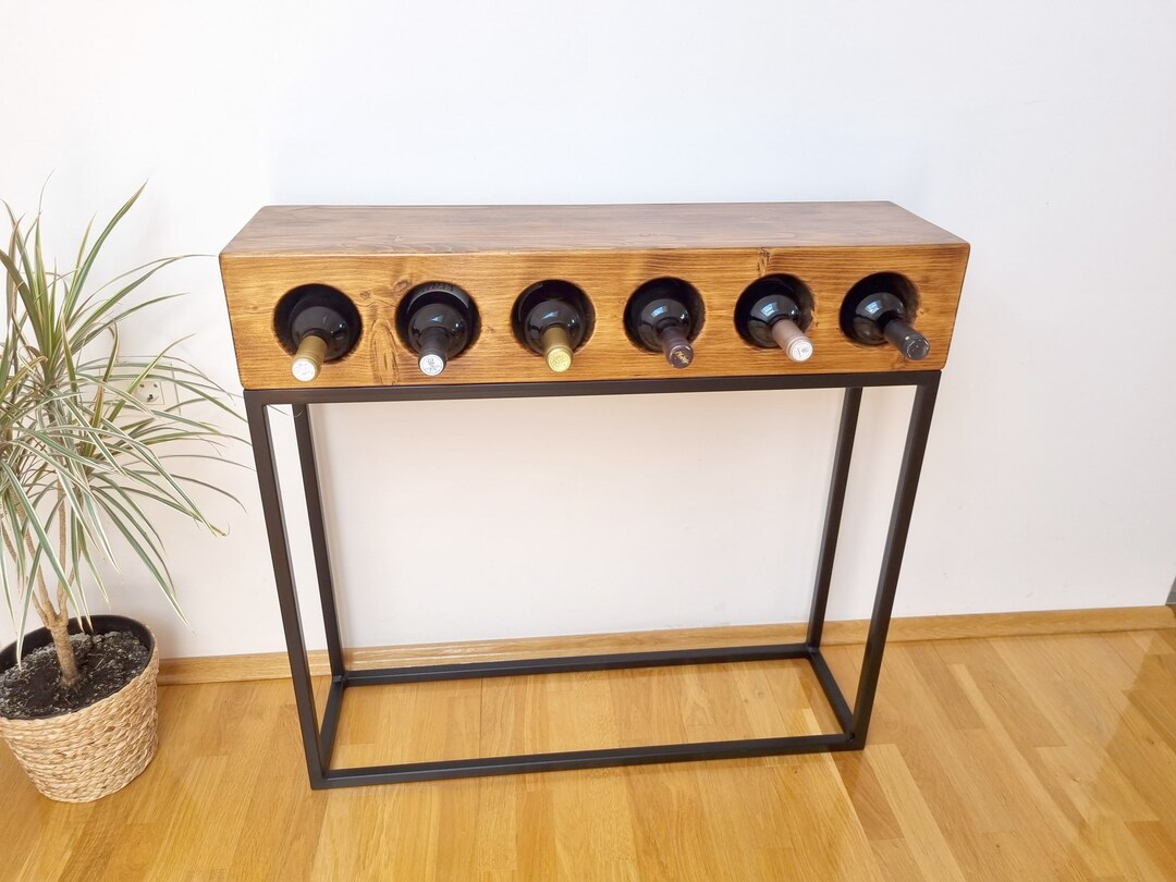 Console Wine Table / Wine Rack / Console Table / Rustic Table / Solid ...