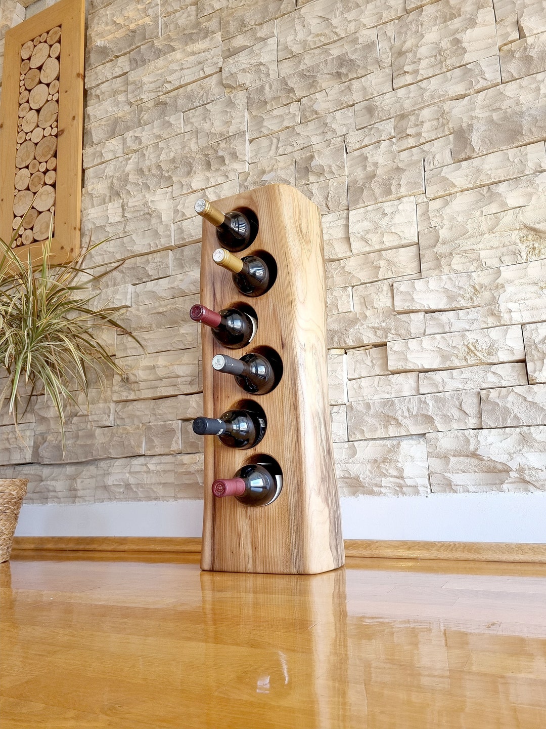 Exclusive Walnut Live Edge Wine Rack for 6 Bottles / Solid Wood ...