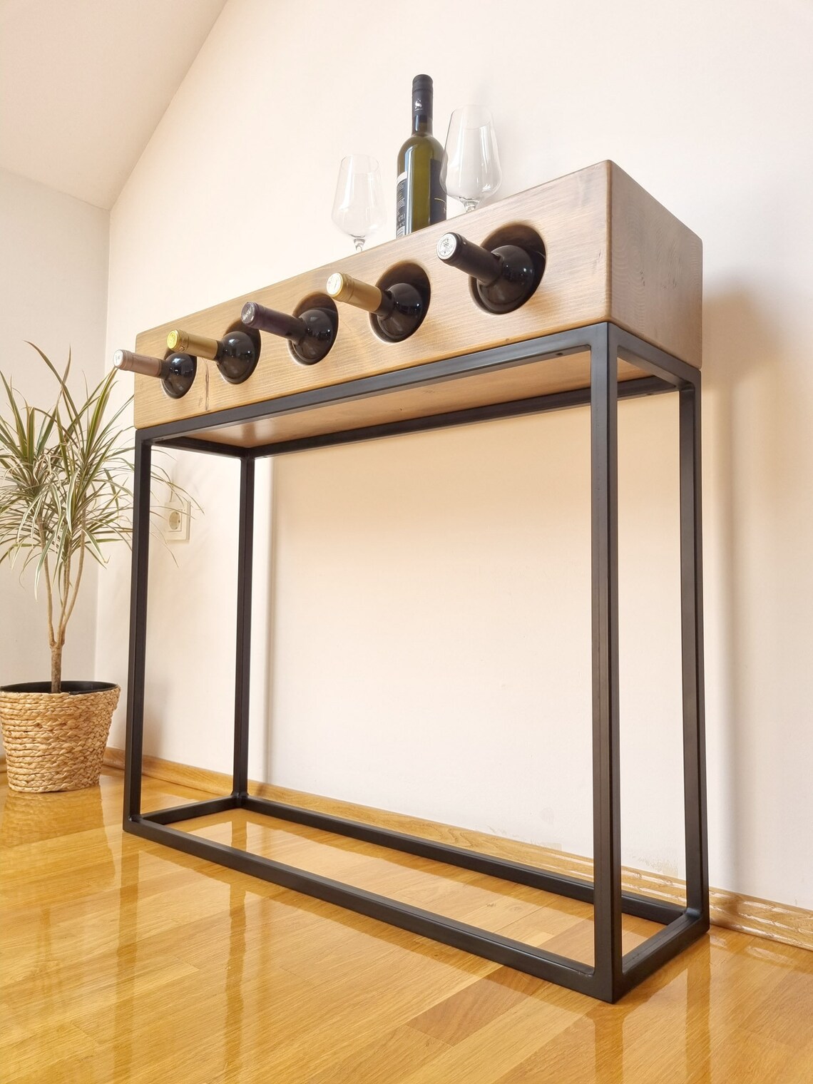 Console Wine Table / Wine Rack / Console Table / Rustic Table - Etsy