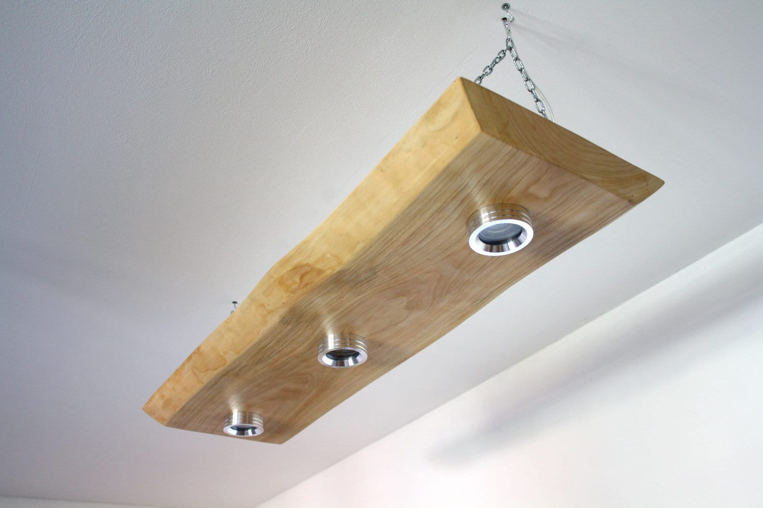 Wood led ceiling light with Live Edge Cherry wood slab / Wood | Etsy