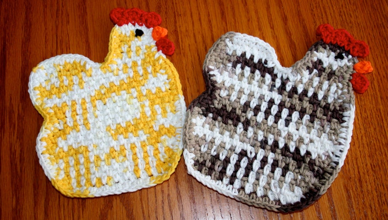 Crochet Hen and Rooster Coaster Pattern - Etsy
