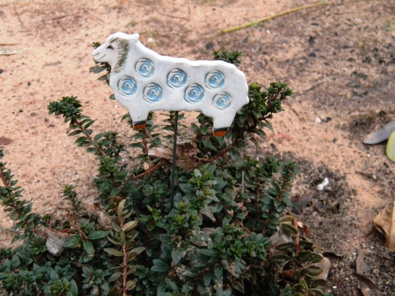 Ceramic Sheep Stick Decor Planter Stake Herb - Etsy