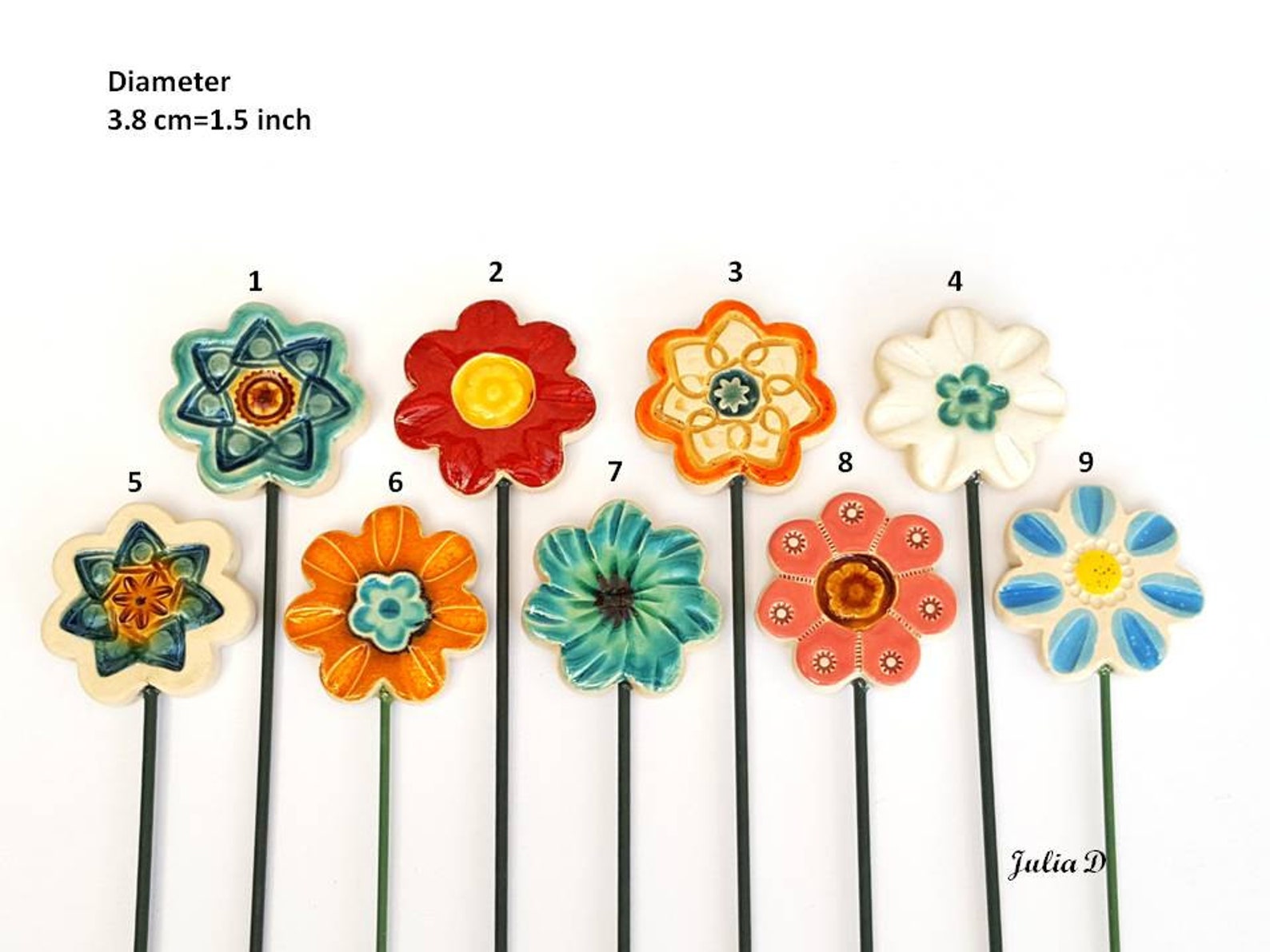 Ceramic Flowers Plant Markers Planter Decor Garden Decor - Etsy