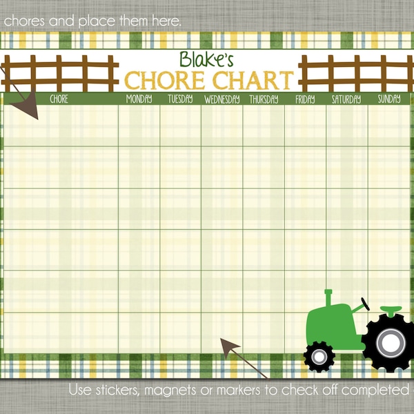 Tractor Reward Chart - Etsy